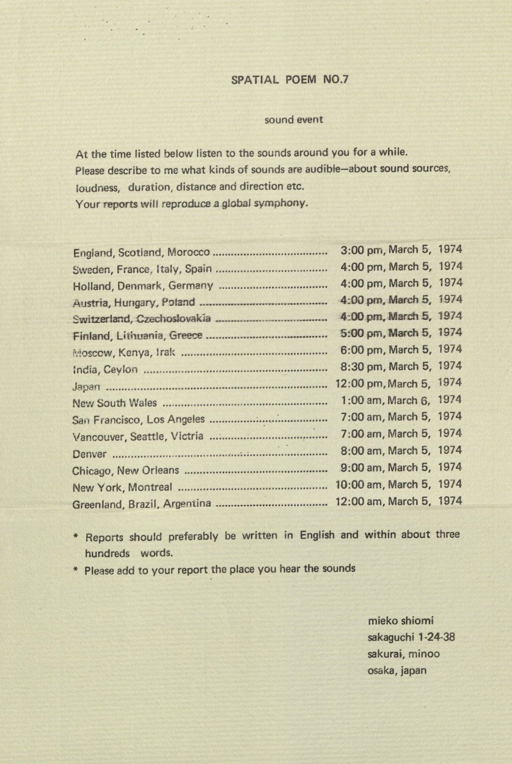 Spatial Poems by Shiomi Mieko - post