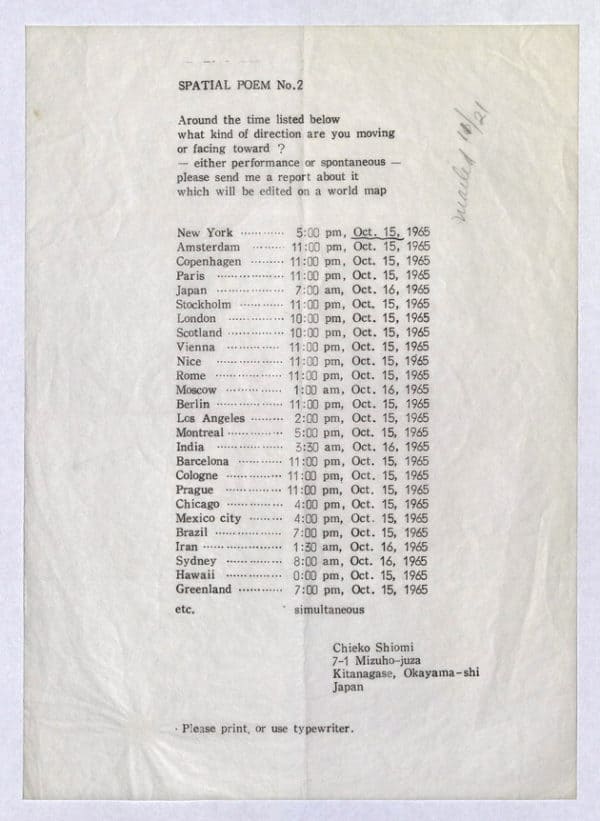 Spatial Poems by Shiomi Mieko - post