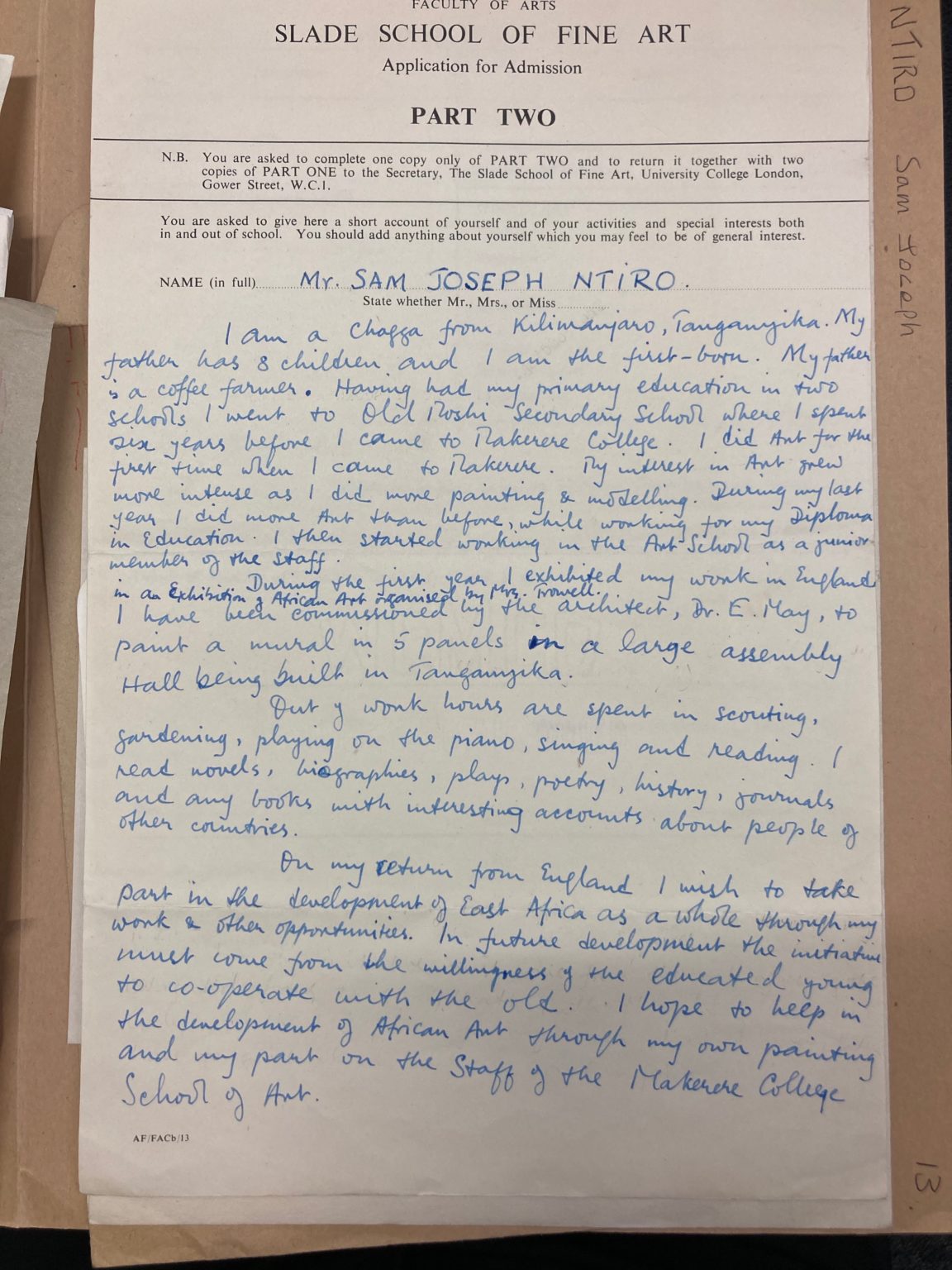 Memories of Chagga Country: Sam Ntiro - post